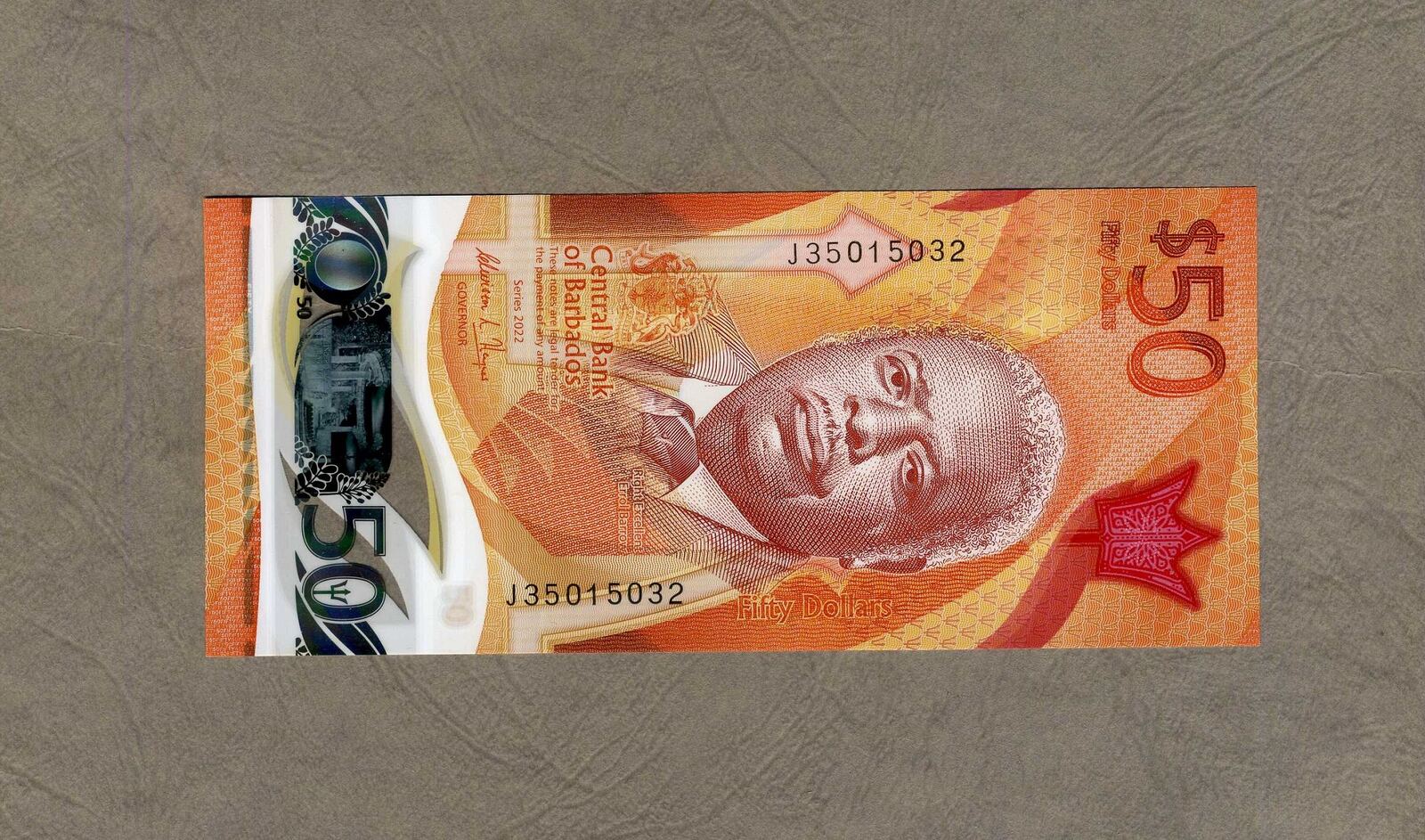 Barbados 50 Dollars - Neue Ausgabe - Polymer - Serie 2022 - Errol ...