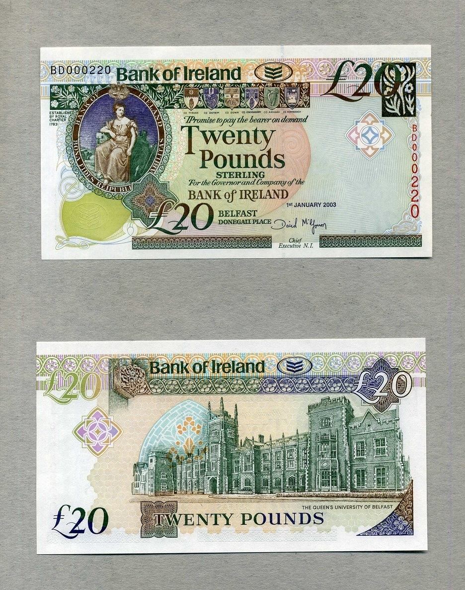 BANK OF IRELAND 20 POUNDS 01 1 2003 P 80a Unc kassenfrisch MA Shops bank-of-ireland-20-pounds-01-1-2003-p-80a-unc-kassenfrisch-ma-shops
