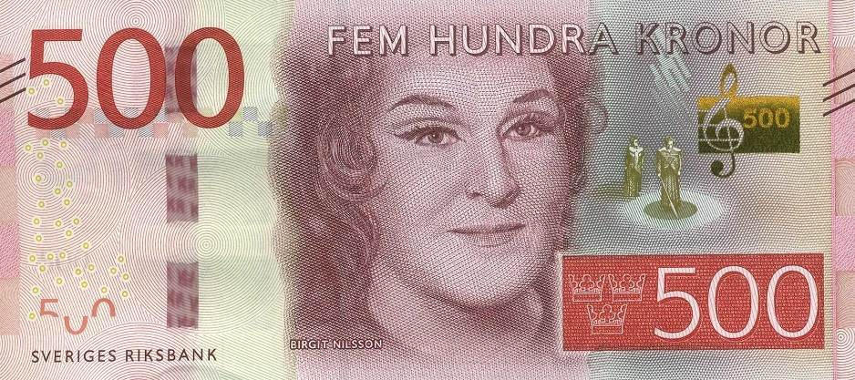 Schweden 500 Kronor - New Design -/2016 - BIRGIT NILSSON - unc ...