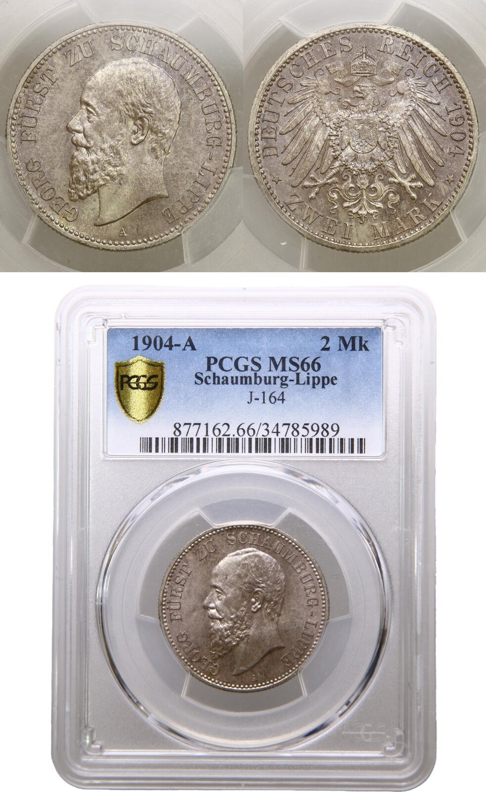 Schaumburg-Lippe 2 mark 1904 Germany. George I MS66 | MA-Shops