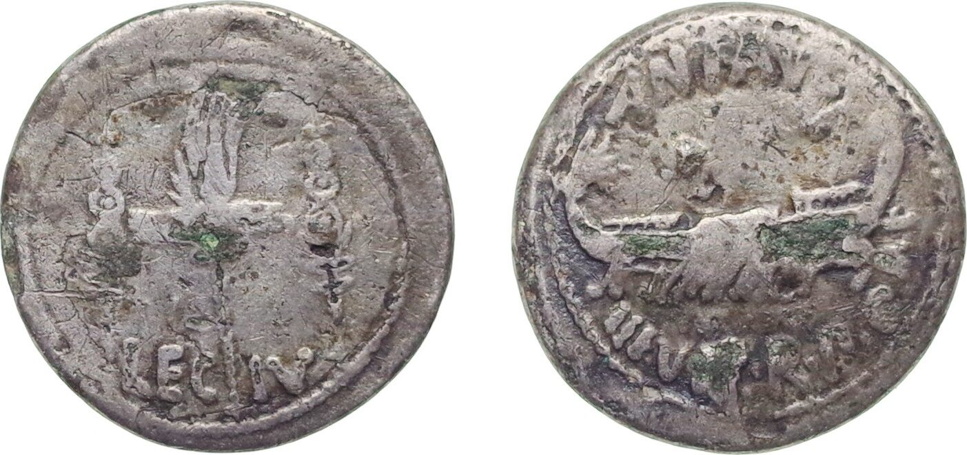 Römische Republik 32-31 v.Chr. Marcus Antonius 83-30 v.Ch, Legion Denar ...