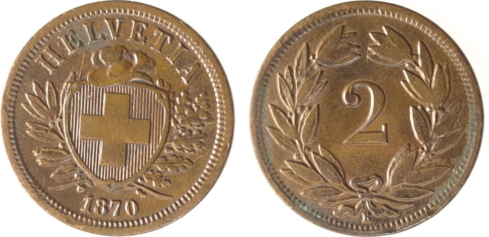 Schweiz 2 Rappen 1870 vz | MA-Shops