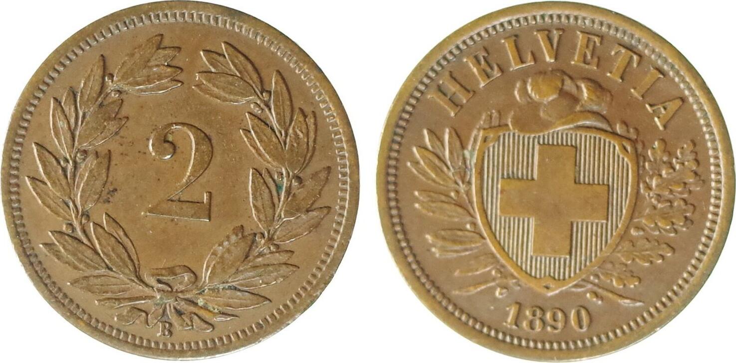 Schweiz 2 Rappen 1890 vz | MA-Shops