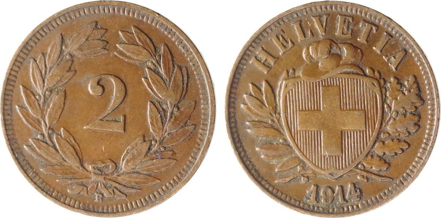Schweiz 2 Rappen 1914 ss-vz | MA-Shops