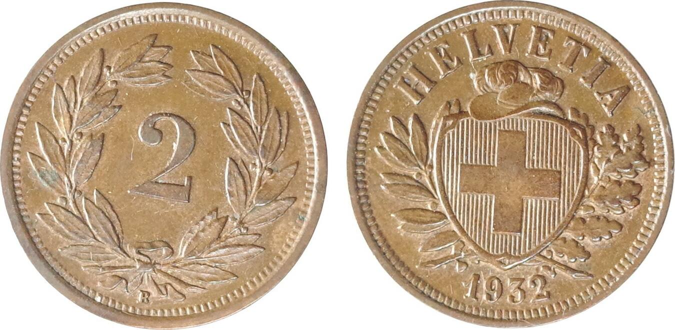 Schweiz 2 Rappen 1932 vz | MA-Shops