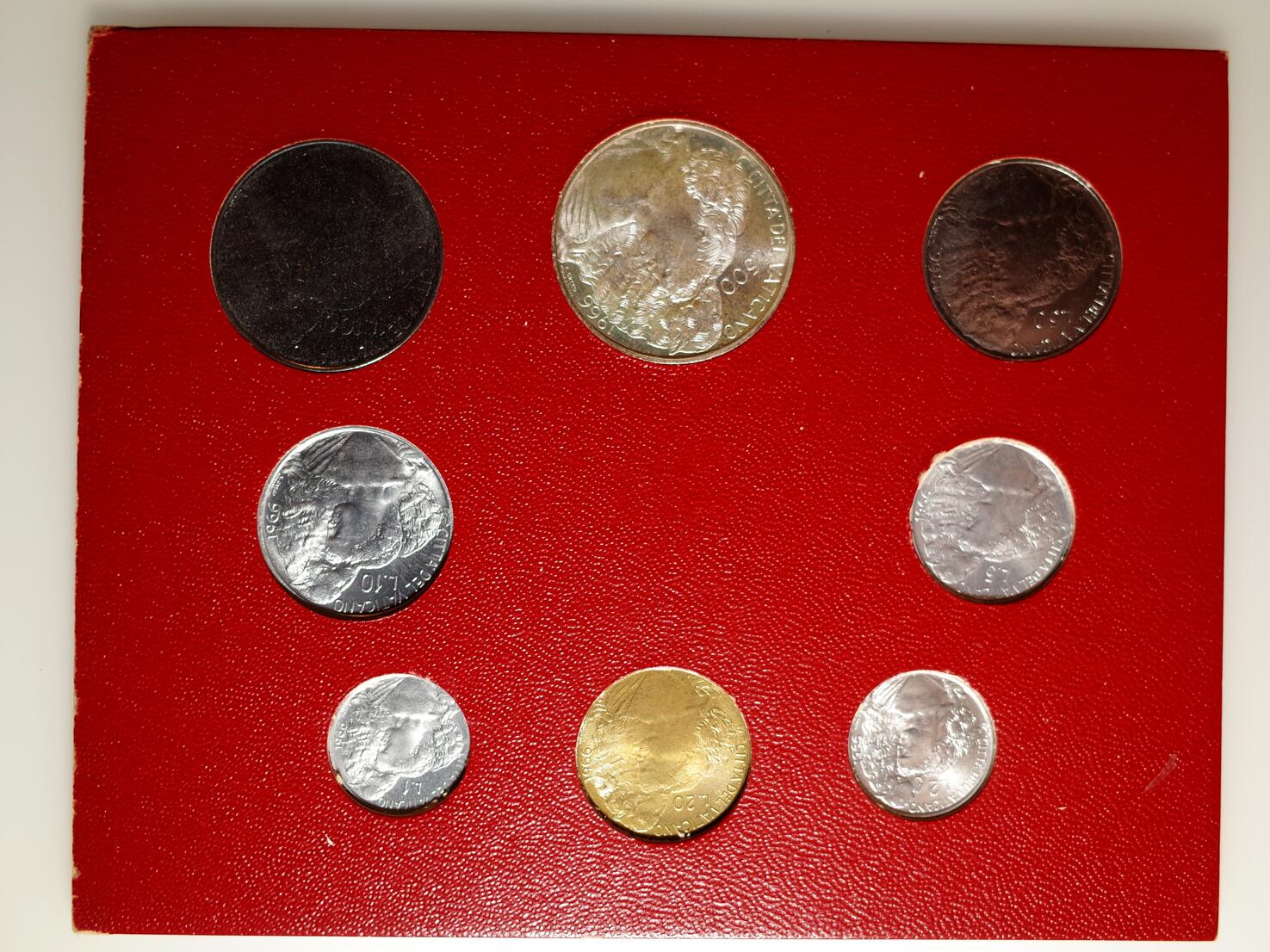 Vatikan KMS / Kursmünzensatz 1966 ANNO IV - PAUL VI 1963 - mit 500 Lire ...