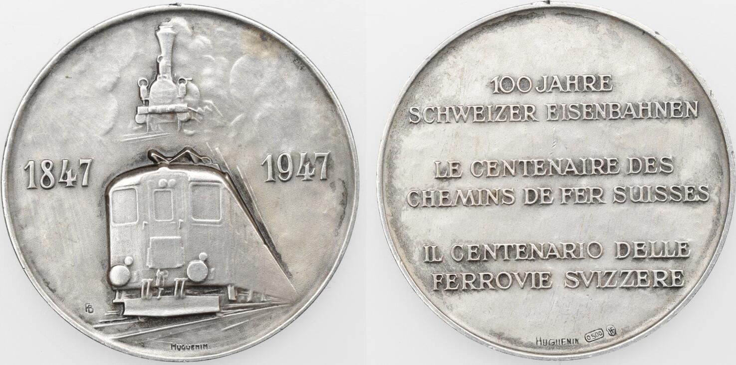 Medaille 1947 100 Jahre Schweizer Eisenbahn 1847 - 1947 vz-unz | MA-Shops