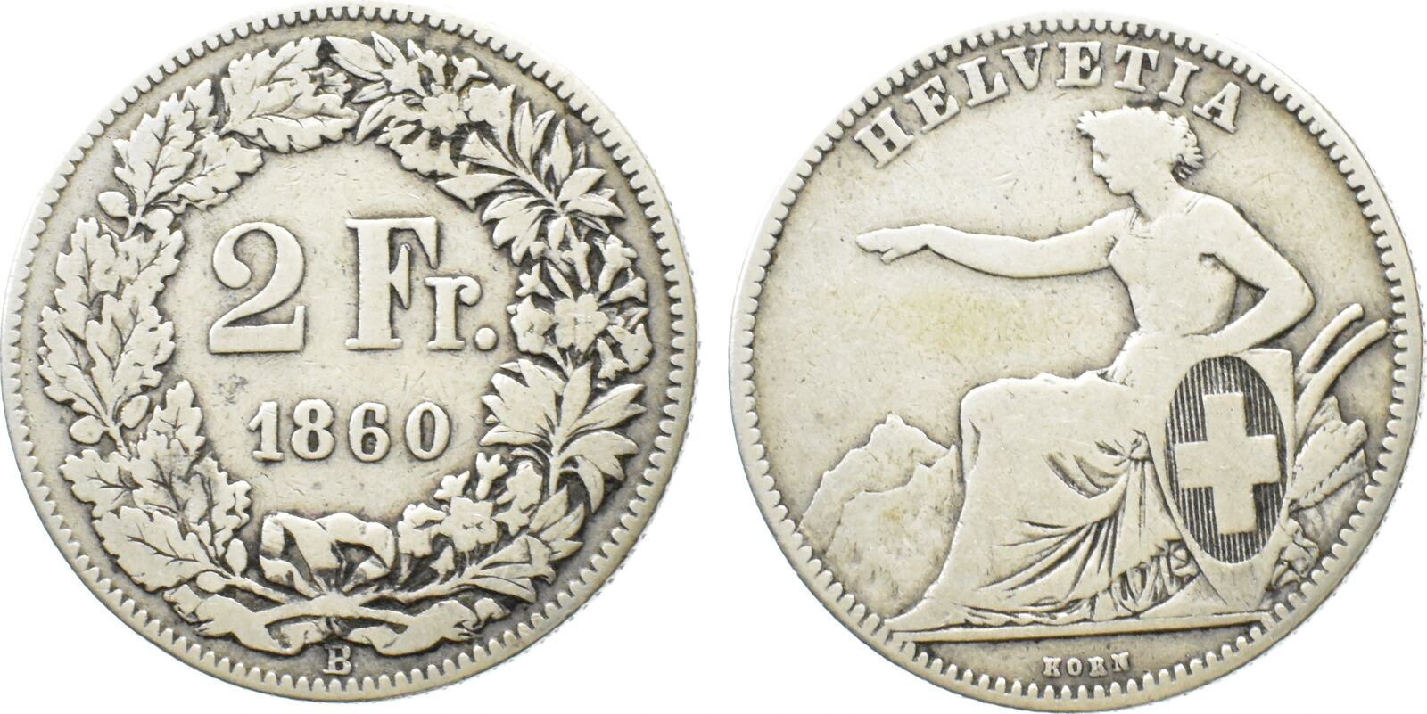 Schweiz 2 Franken 1860 Eidgenossenschaft -ss | MA-Shops