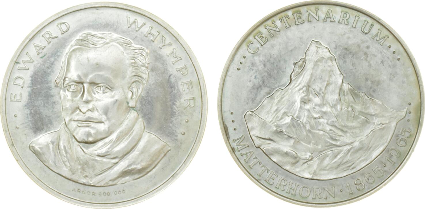 Schweiz Medaille 1965 Matterhorn Erstbesteigung durch Edward Whymper ...