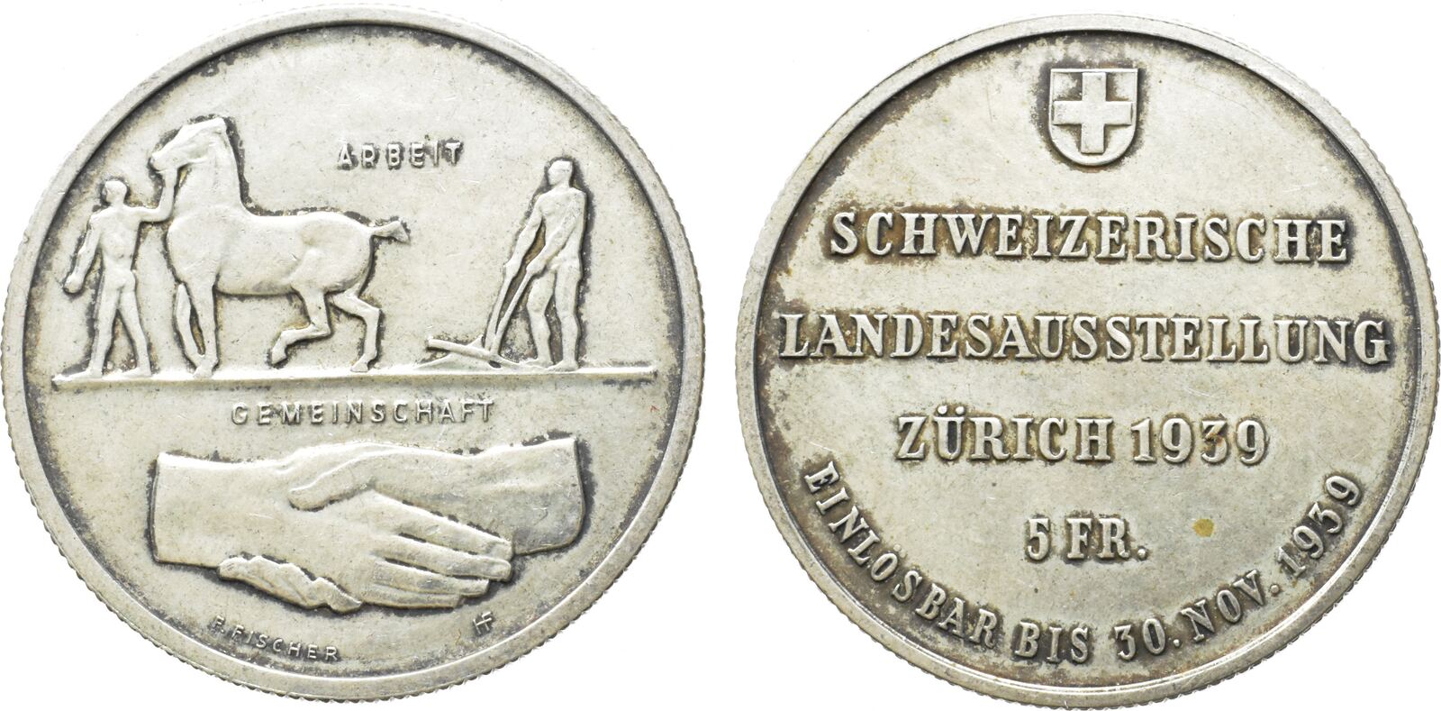 Schweiz 5 Franken 1939 Gedenkmünze Landesausstellung vz | MA-Shops