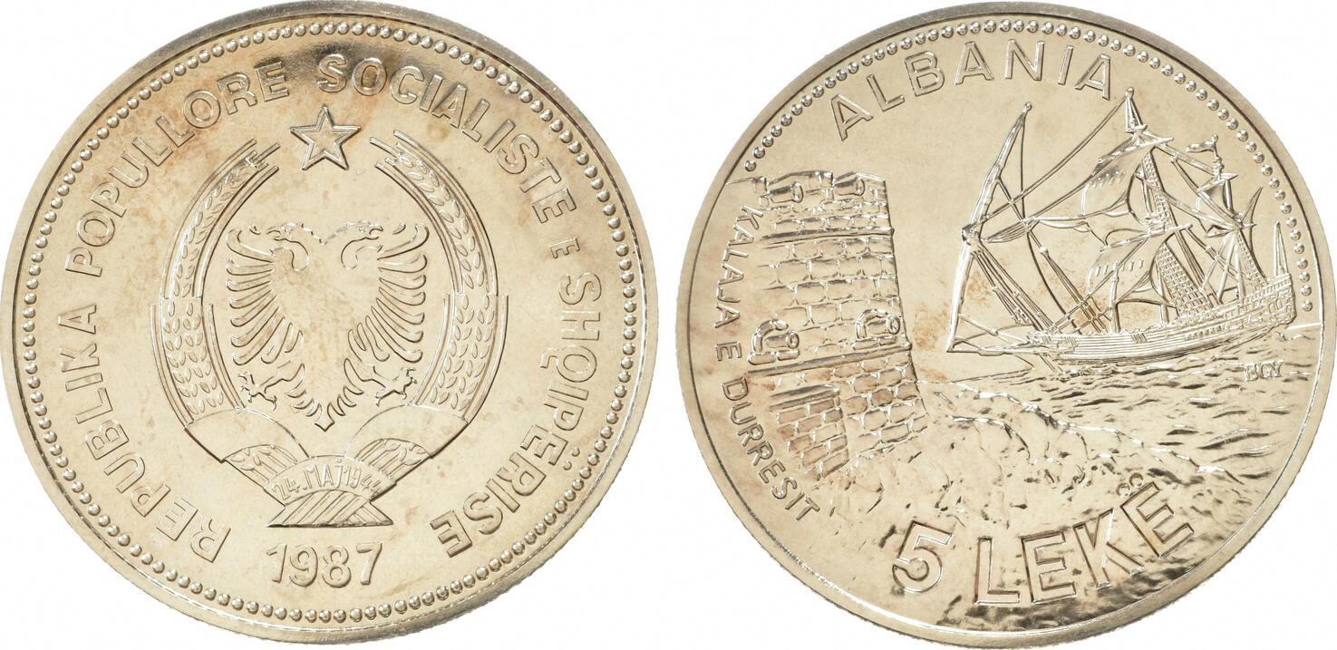 Albanien 5 Leke 1987 60 Jahre Hafen Durrës unz | MA-Shops