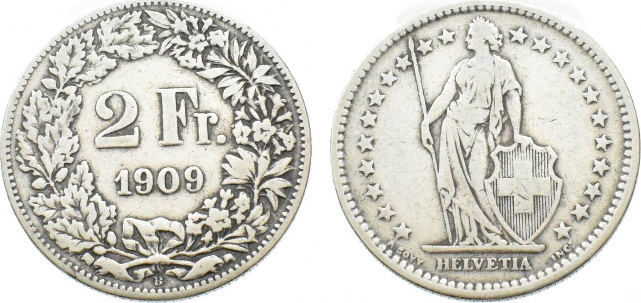 Schweiz 2 Franken 1909 ss | MA-Shops