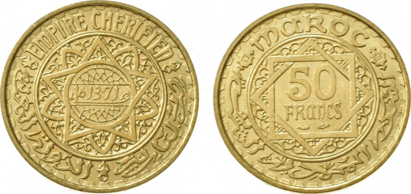 Marokko 50 Francs 1371 / 1952 Mohammed V AH 1371/1952, Paris VZ + | MA-Shops