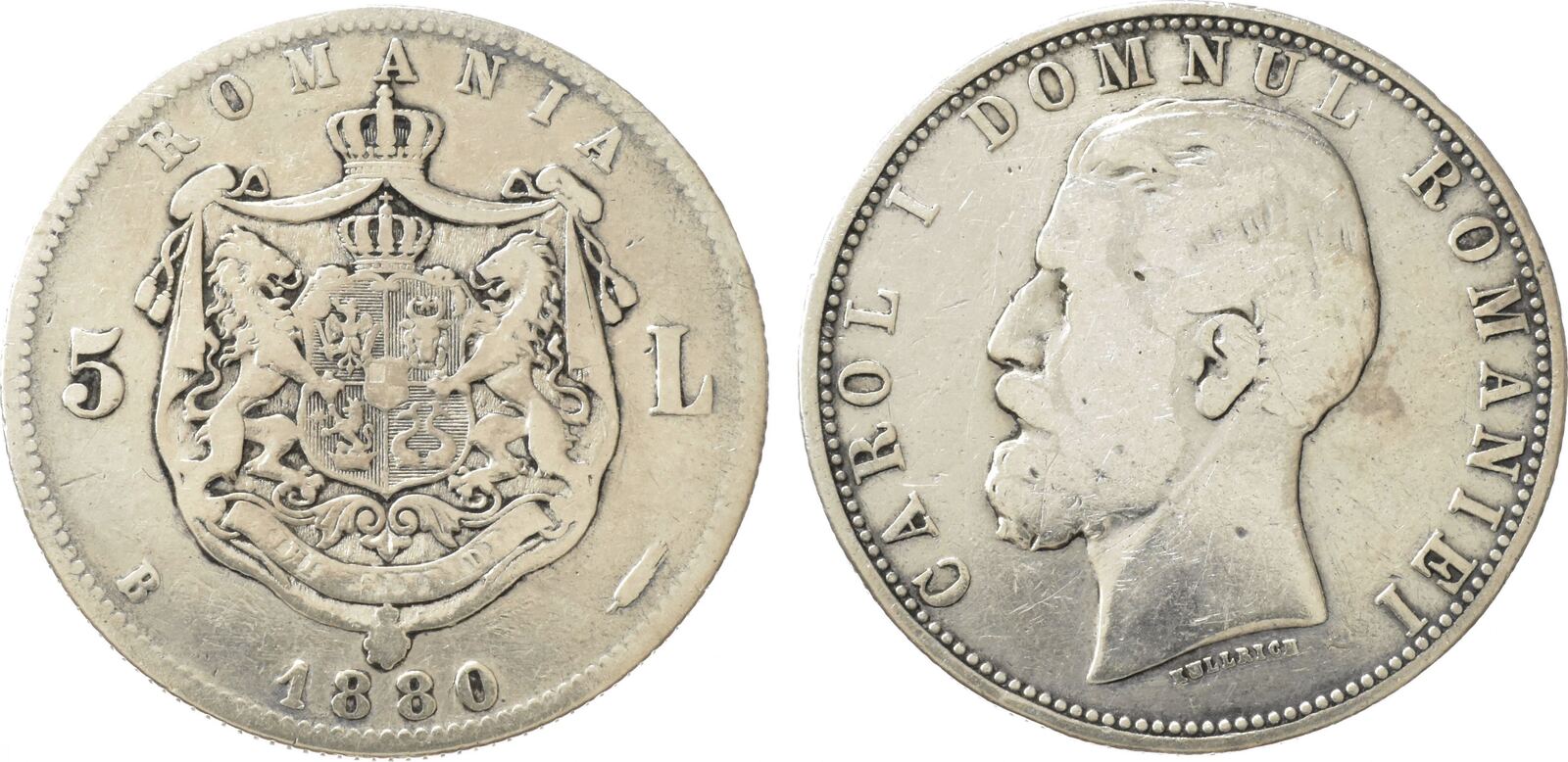 Rumänien 5 Lei 1880 Carl I. 1866 - 1914 -ss | MA-Shops