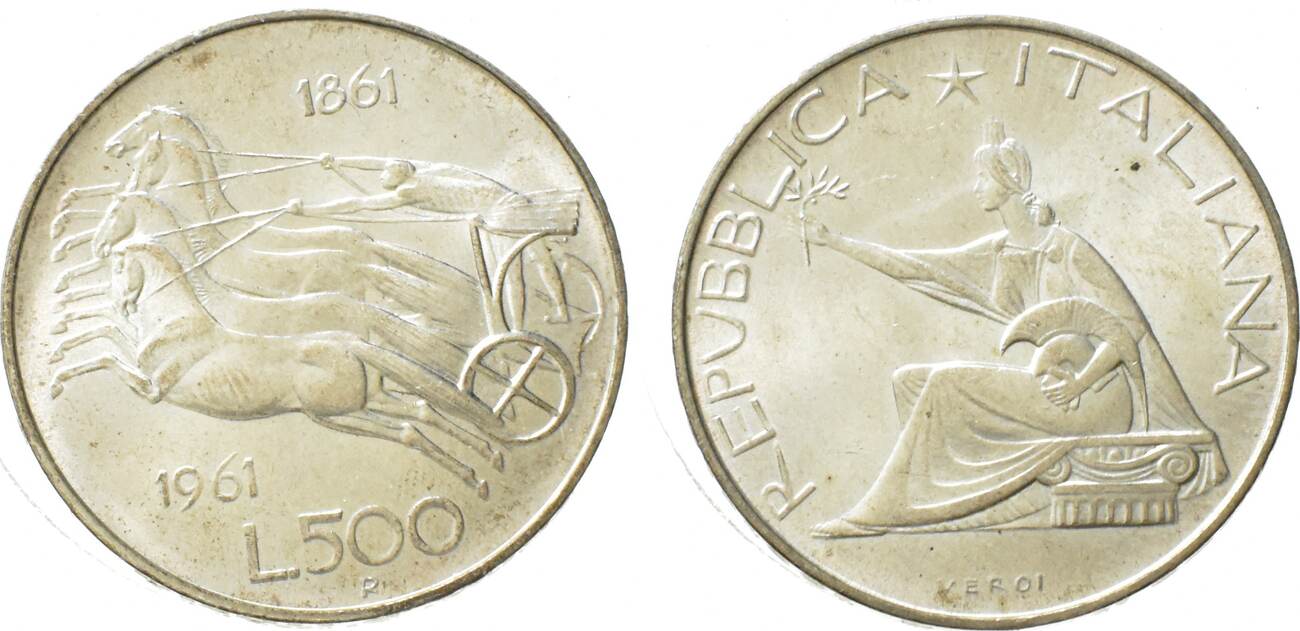500 Lire 1961 100 Jahre Einigung Italiens vz | MA-Shops