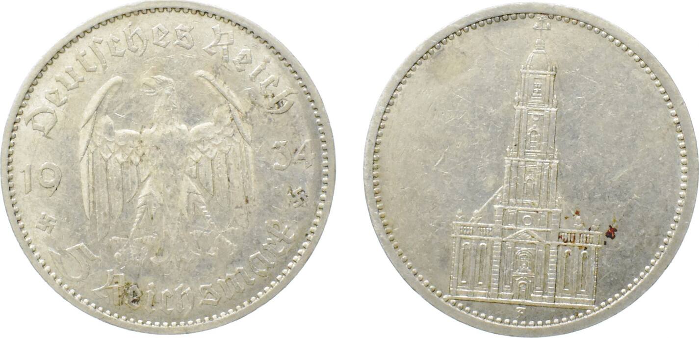 Deutschland 5 Reichsmark 1934 F Garnisonskirche ohne Datum ss | MA-Shops
