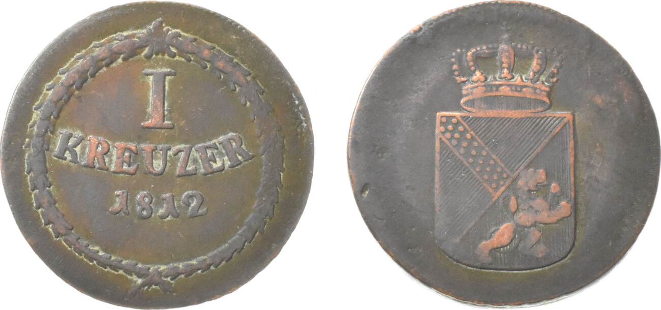 Deutschland 1 Kreuzer 1812 Baden-Durlach, Carl Ludwig Friedrich 1811 ...