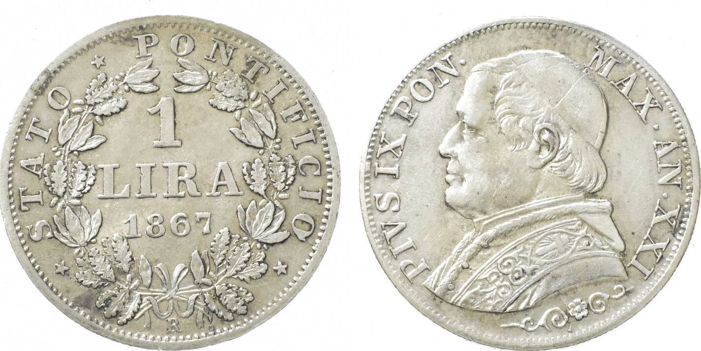Vatikan 1 Lire 1867 R Pius IX (1846-1878) vz | MA-Shops