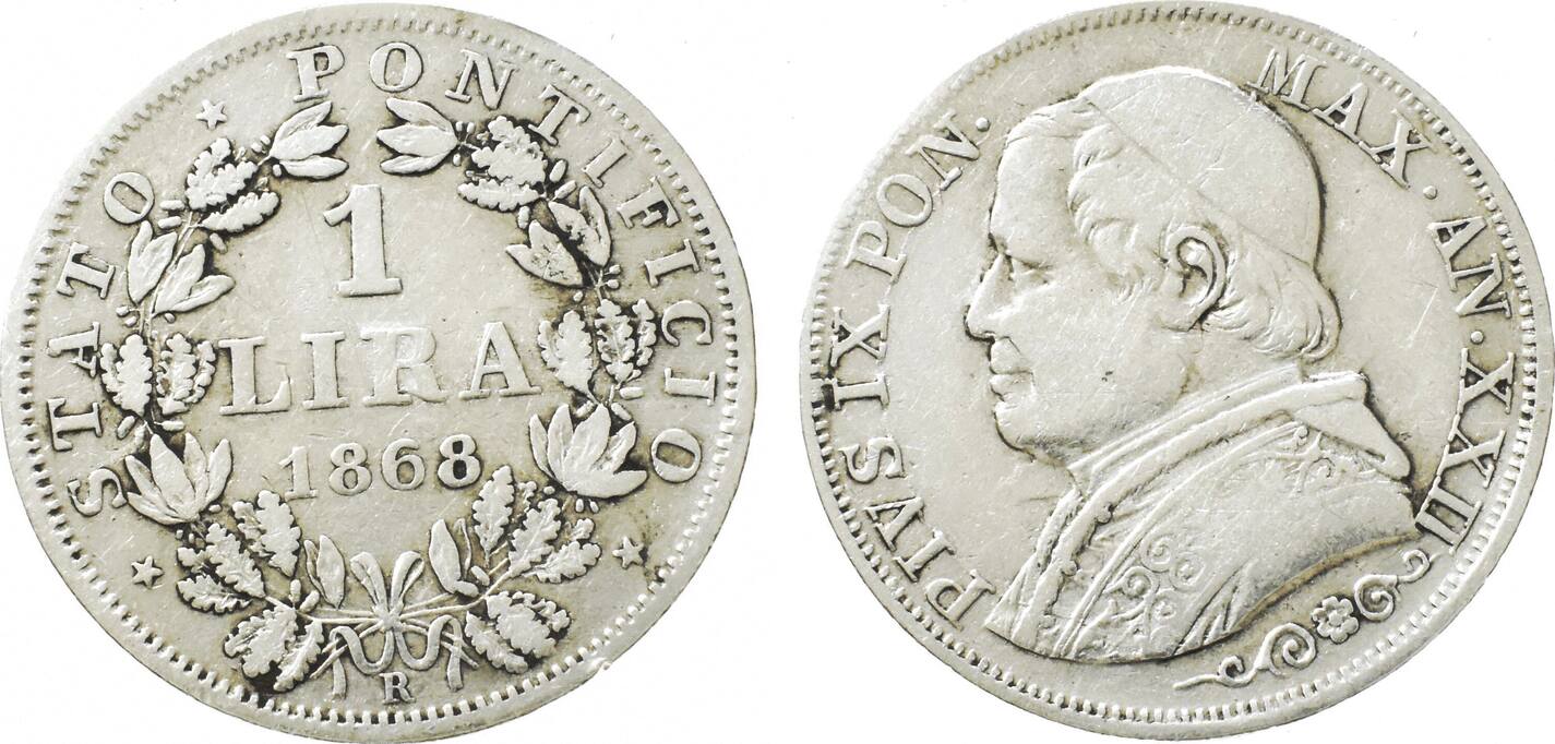 Vatikan 1 Lire 1868 R Pius IX (1846-1878) ss | MA-Shops