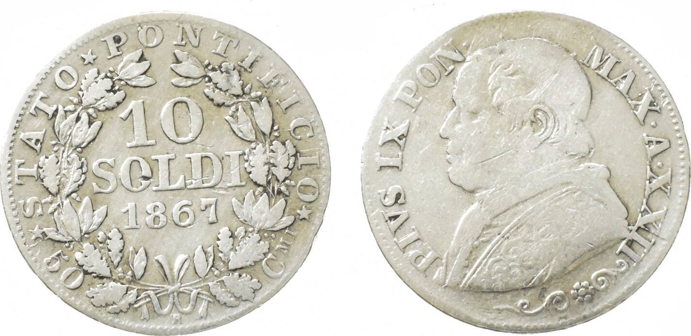 Vatikan 10 Soldi 1867 Pius IX (1846-1878) ss | MA-Shops