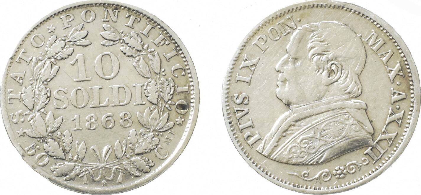 Vatikan 10 Soldi 1868 Pius IX (1846-1878) ss | MA-Shops