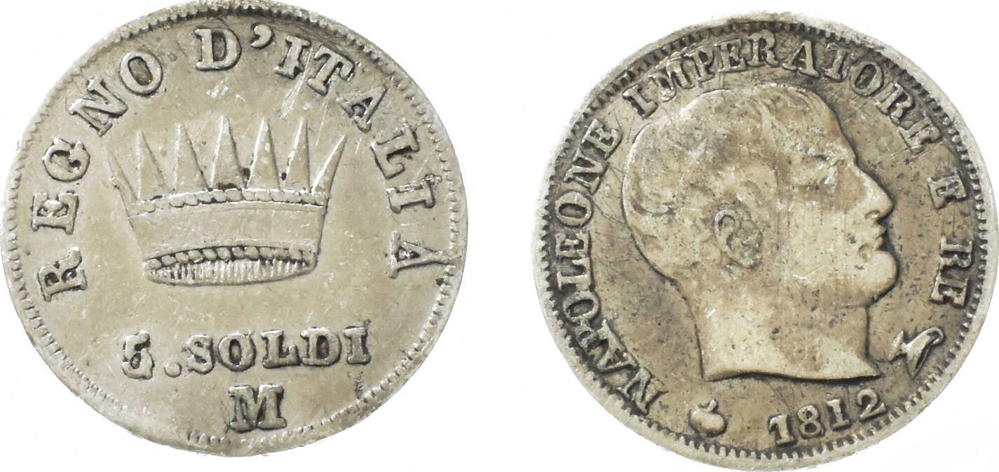5 Soldi 1812 M Napoleon als König von Italien 1804-1814 ss | MA-Shops