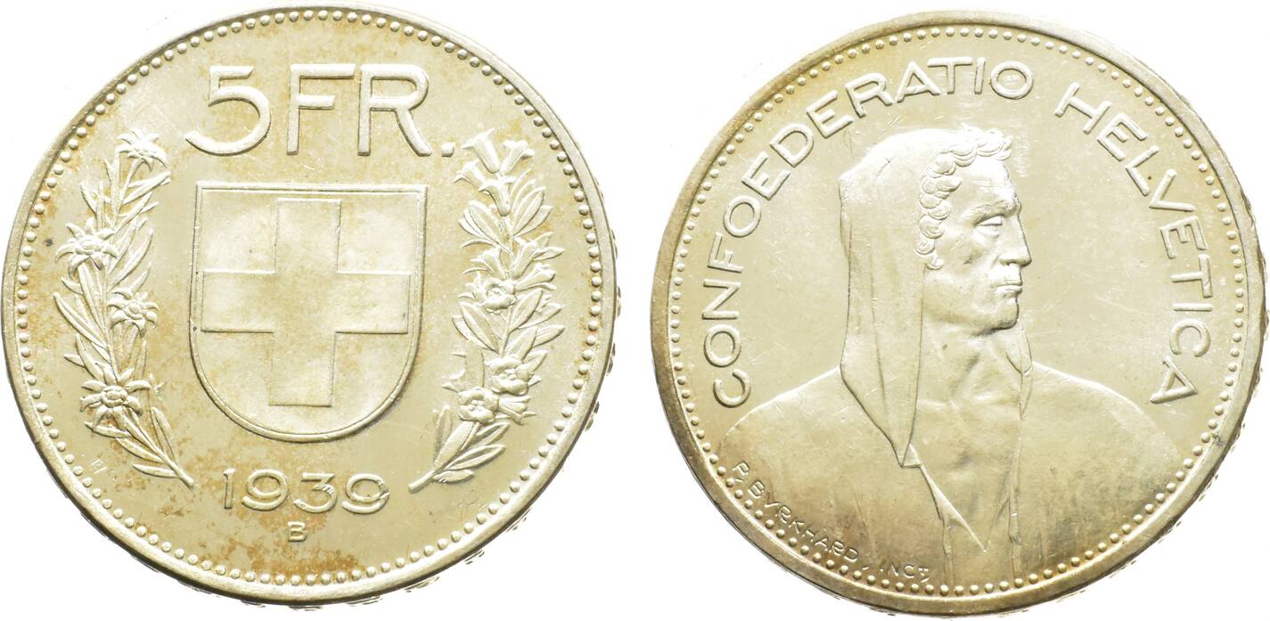 Schweiz 5 Franken 1939 -unz | MA-Shops