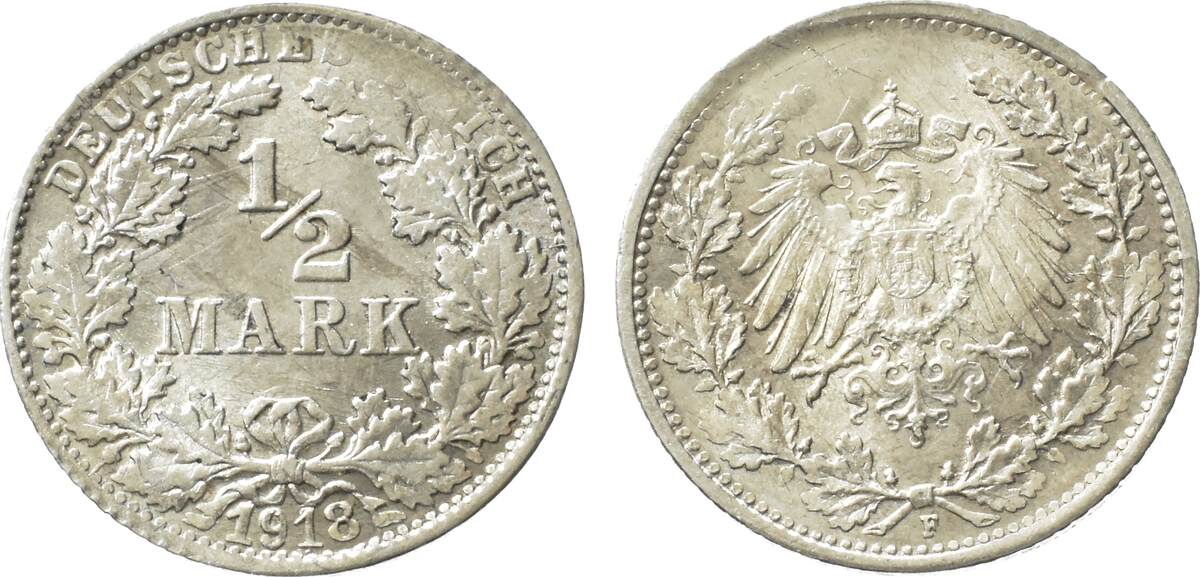 Deutschland 1/2 Mark 1918 F ss | MA-Shops