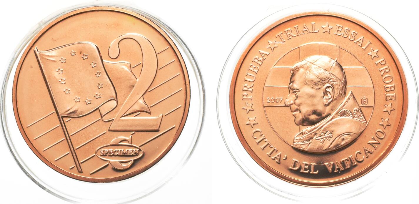 Vatikan 2 Europrobe 2007 2 Euro - PROBE - ESSAI - SPEZIMEN unz in ...