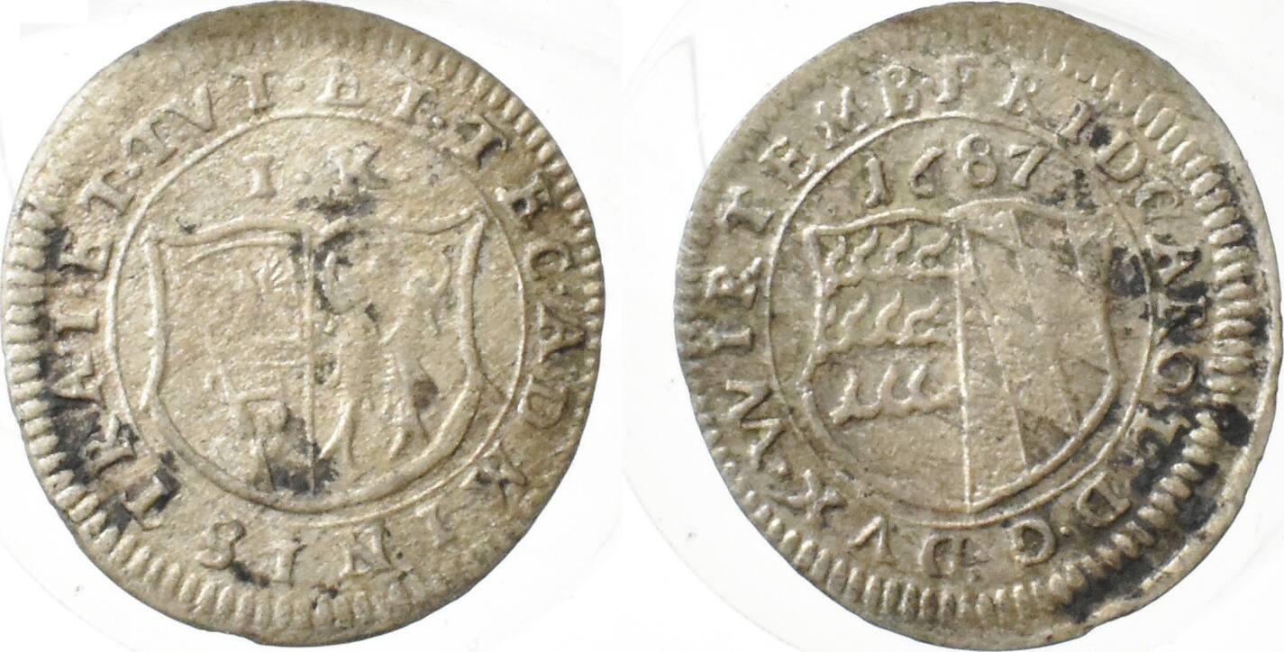 Deutschland Kreuzer 1687 Württemberg, Friedrich Karl (1677-1693) ss ...