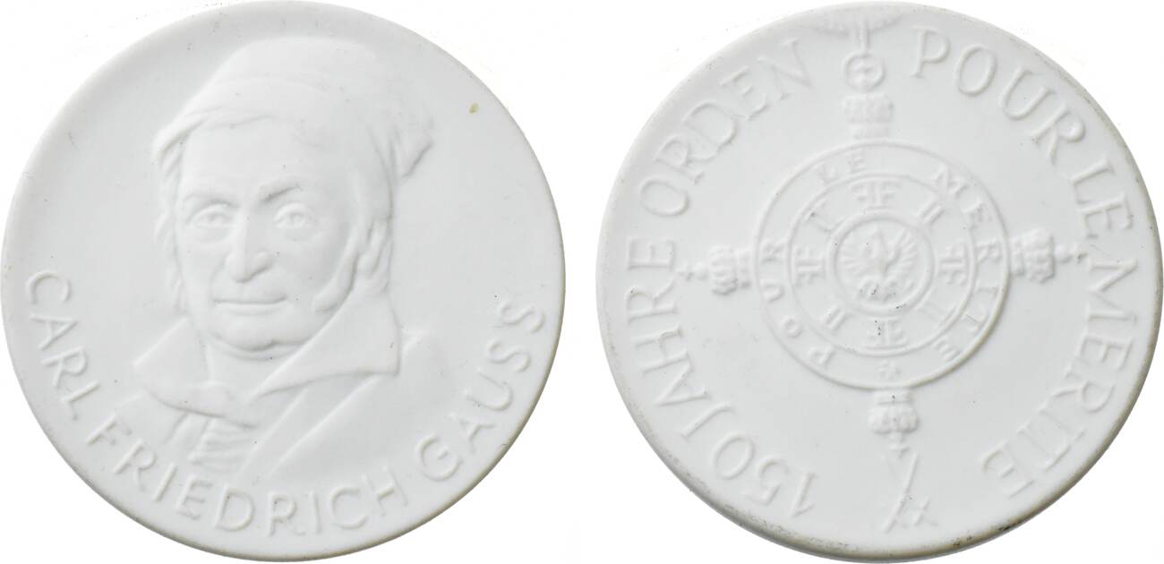 Deutschland Porzellan Medaille Carl Friedrich Gauss, 150 Jahre Orden vz ...