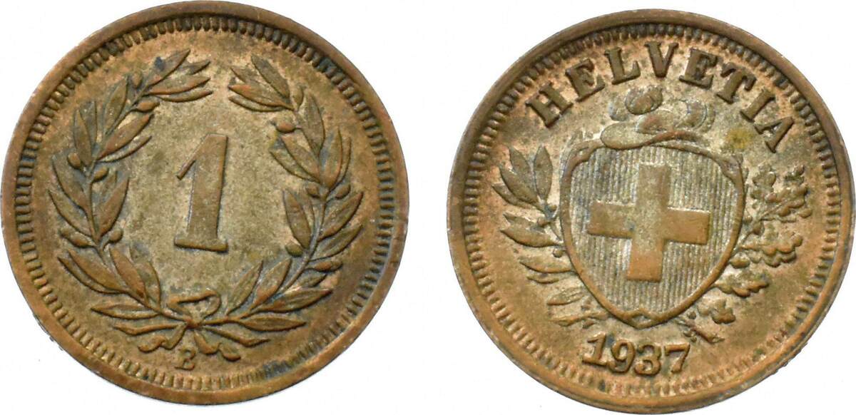 Schweiz 1 Rappen 1937 ss | MA-Shops