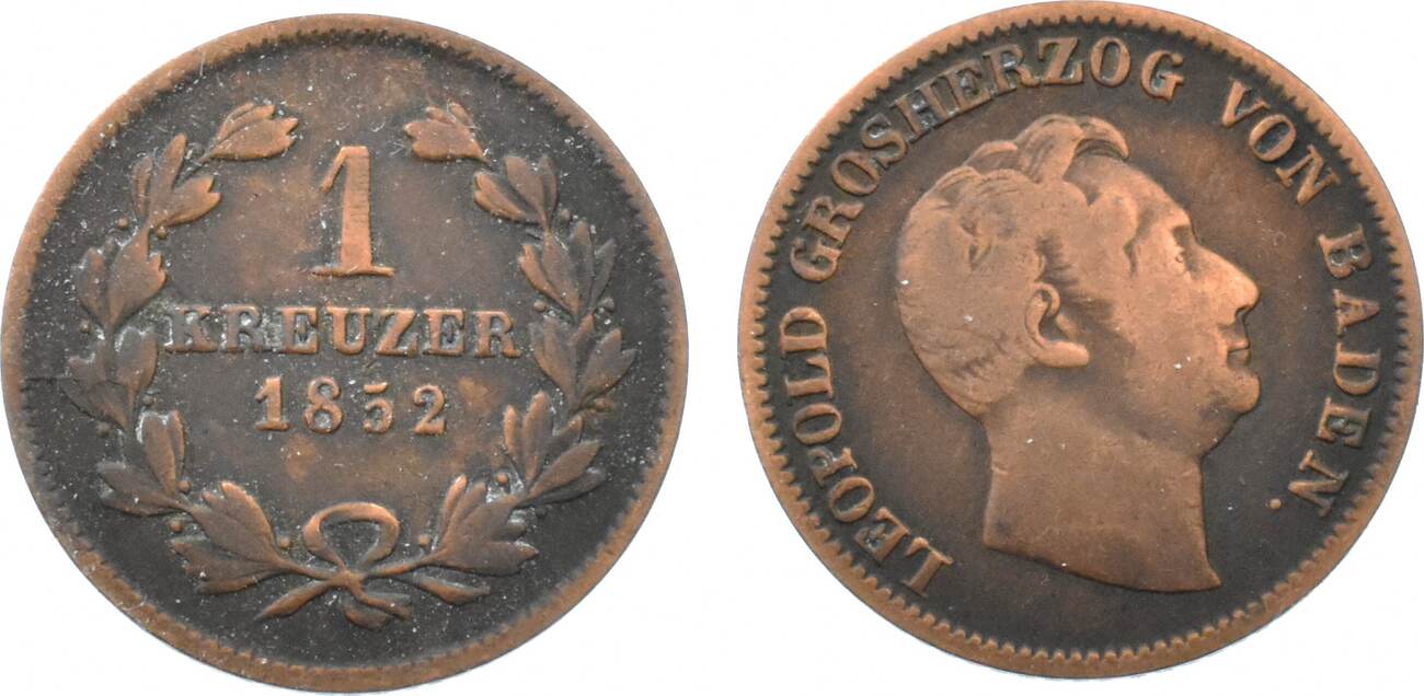 Deutschland 1 Kreuzer 1856 Baden-Durlach, Friedrich I. 1852-1907 -ss | MA-Shops