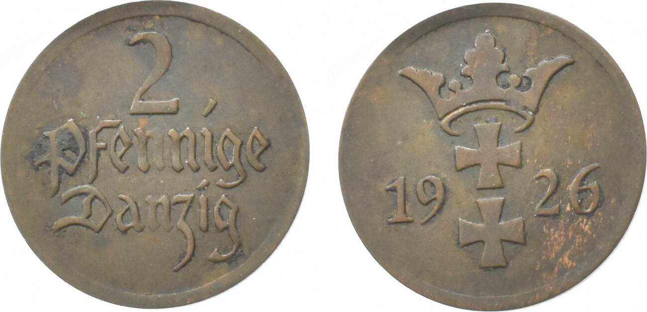 Stadt Danzig, Polen 2 Pfennig 1926 ss | MA-Shops