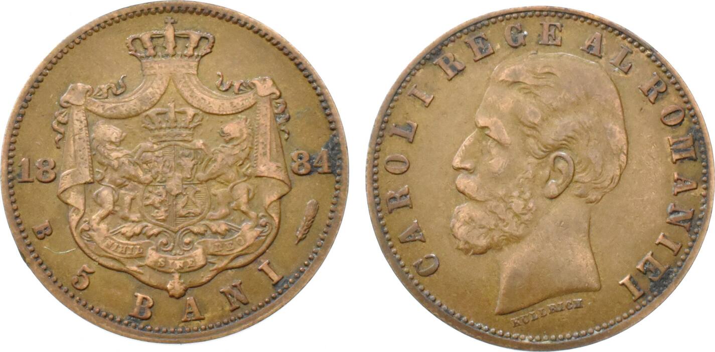 Rumänien 5 Bani 1884 Carl I. 1866 - 1914 ss-vz | MA-Shops