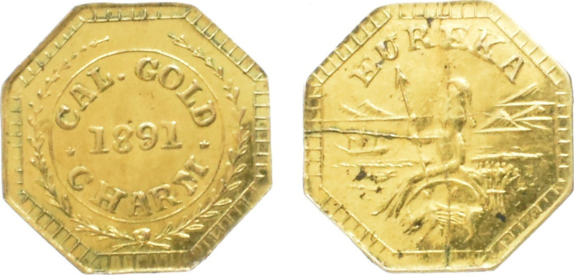 USA, Californien Gold Tokens CALIFORNIA GOLD / *CAL. GOLD* CHARM 1891 ...