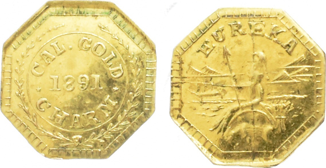 USA, Californien Gold Tokens CALIFORNIA GOLD / *CAL. GOLD* CHARM 1891 ...