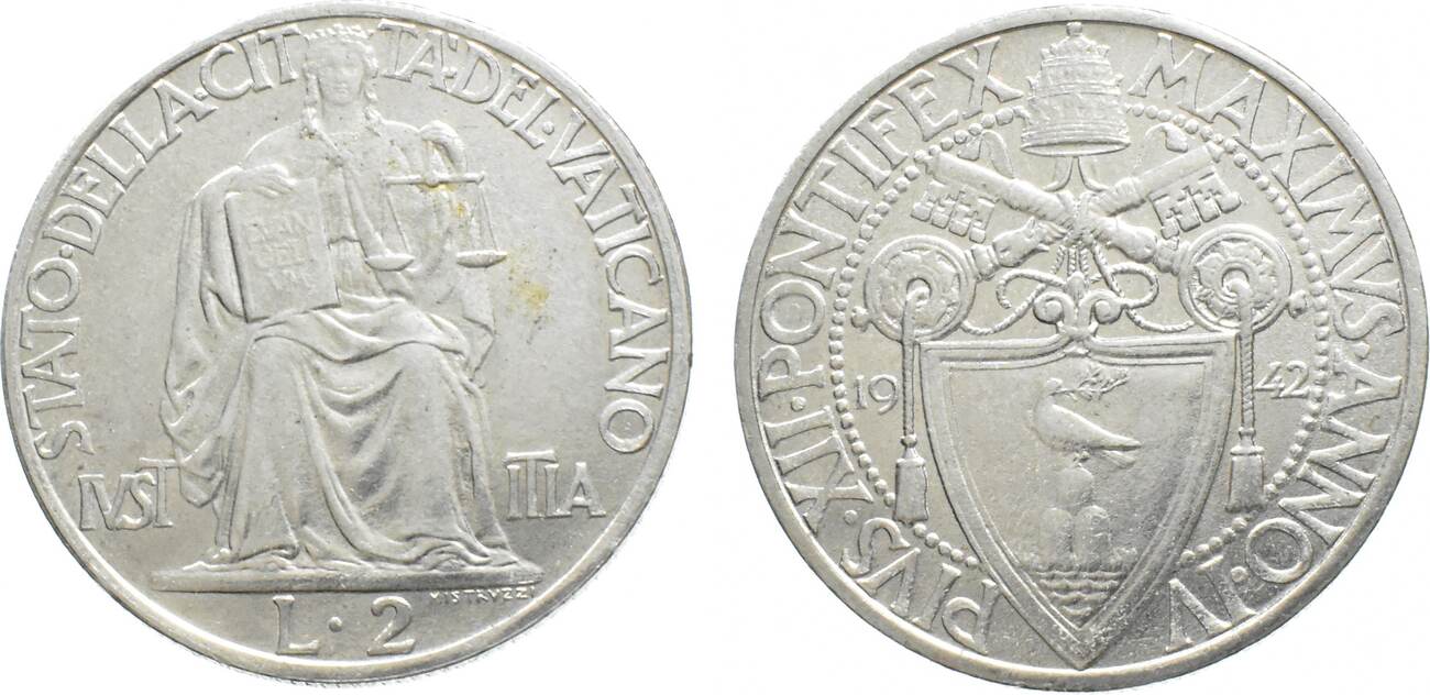 Vatikan 2 Lire 1942 Pius XII. 1939-1958 vz-unz | MA-Shops