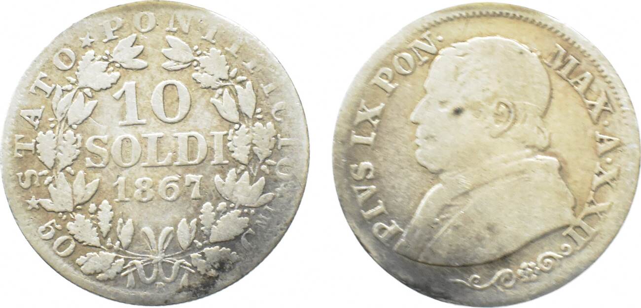 Vatikan 10 Soldi 1867 Pius IX (1846-1878) ss | MA-Shops