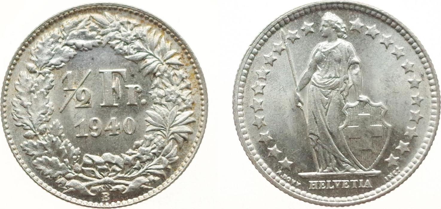 Schweiz 1/2 Franken 1940 vz-unz | MA-Shops