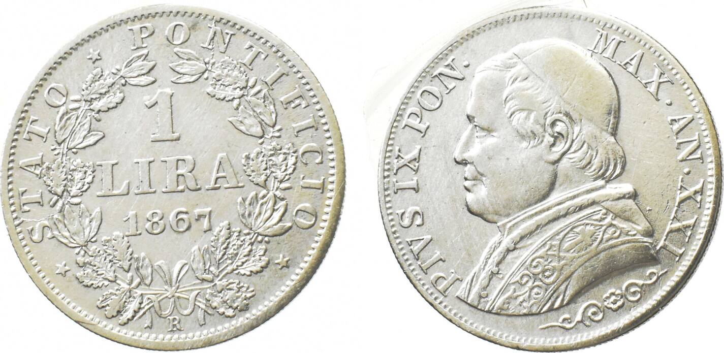 Vatikan 1 Lire 1867 R Pius IX (1846-1878) ss | MA-Shops