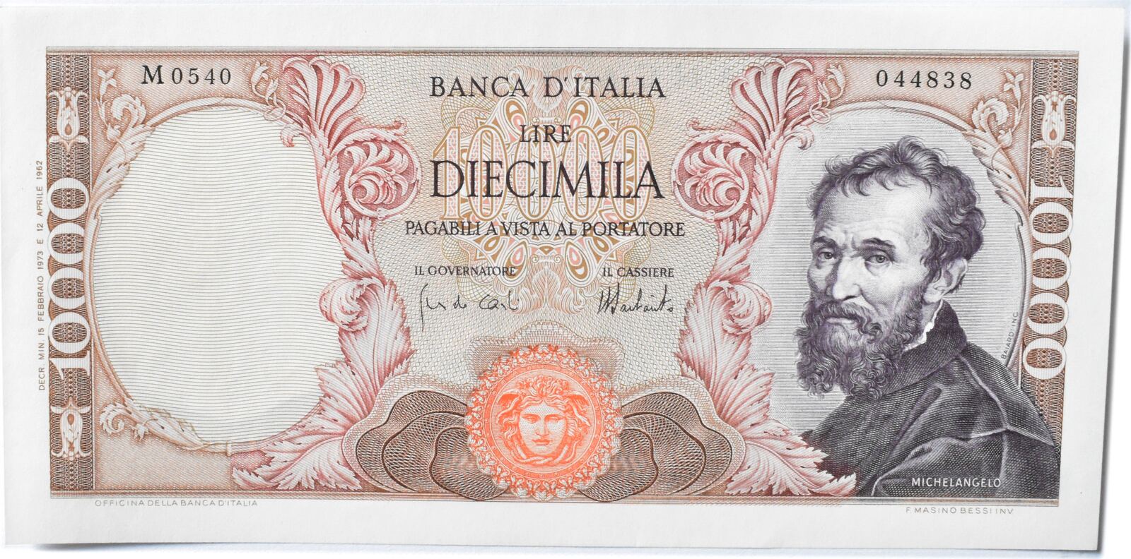 Italien 10000 Lire 1973 10 000 Lire Michelangelo Bankfrisch | MA-Shops