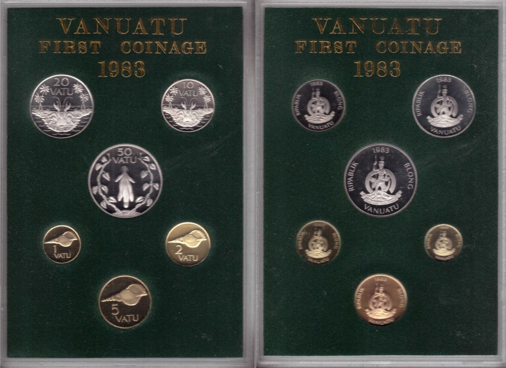 50 VATU 1983 VANUATU EXTREMELY RARE 6 DIF UPROOF COINS SET 1 - YEAR ...