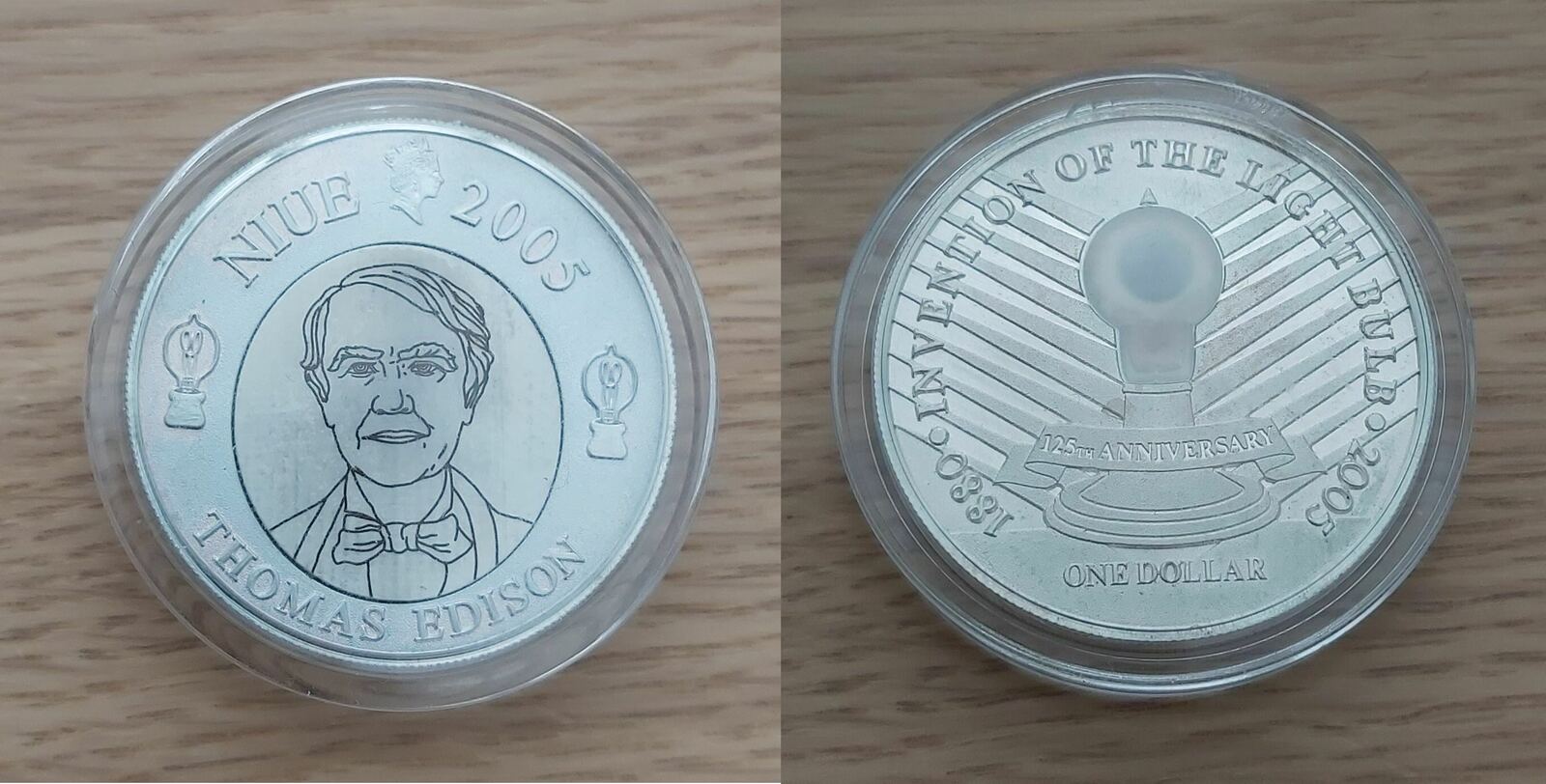 2005 NIUE RARE SILVER 1$ PROOF COIN YEAR KM#262 THOMAS ALVA EDISON | MA ...