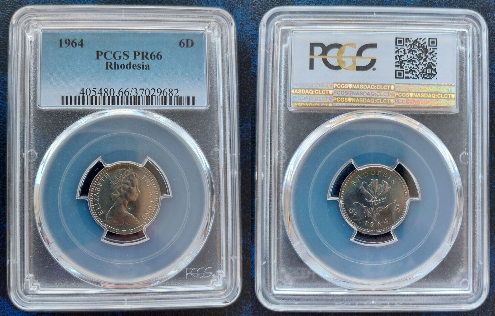 6 PENCE 1964 RHODESIA PROOF COIN YEAR KM#1 PCGS GRADING PR66 | MA-Shops