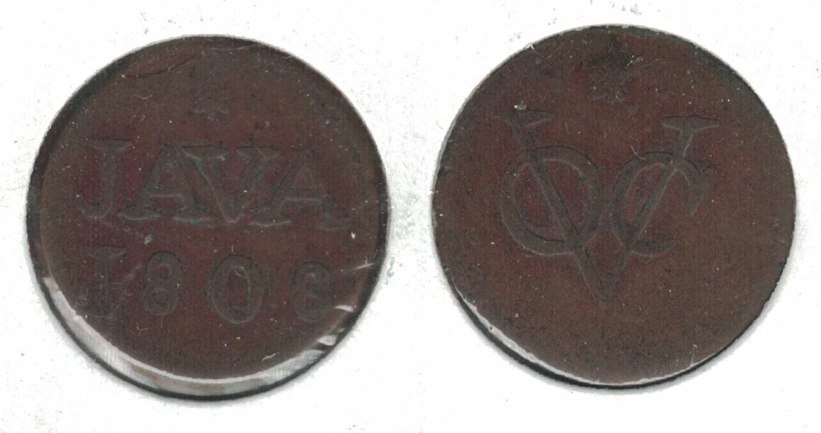 1 DUIT 1808 JAVA NETHERLANDS EAST INDIES INDONESIA COIN YEAR KM#220 ...
