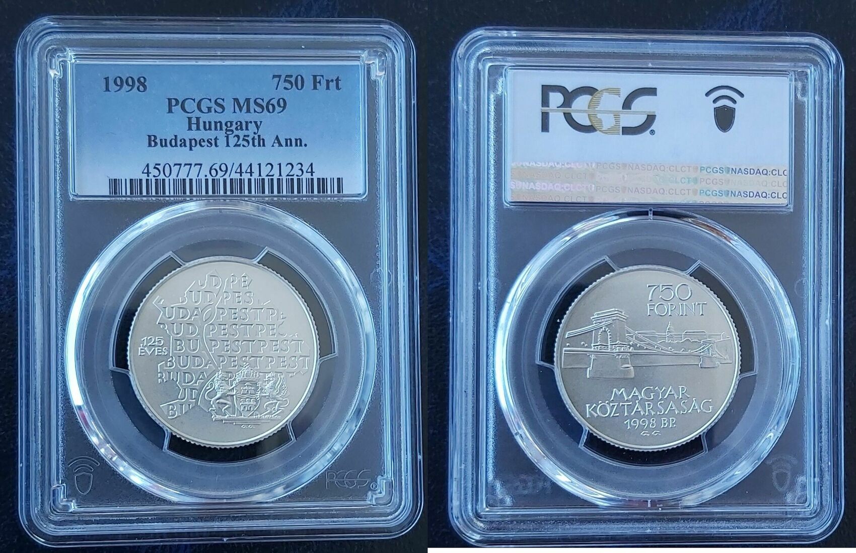 750 FORINT 1998 HUNGARY SILVER UNC COIN YEAR KM#725 UNIFICATION PCGS ...