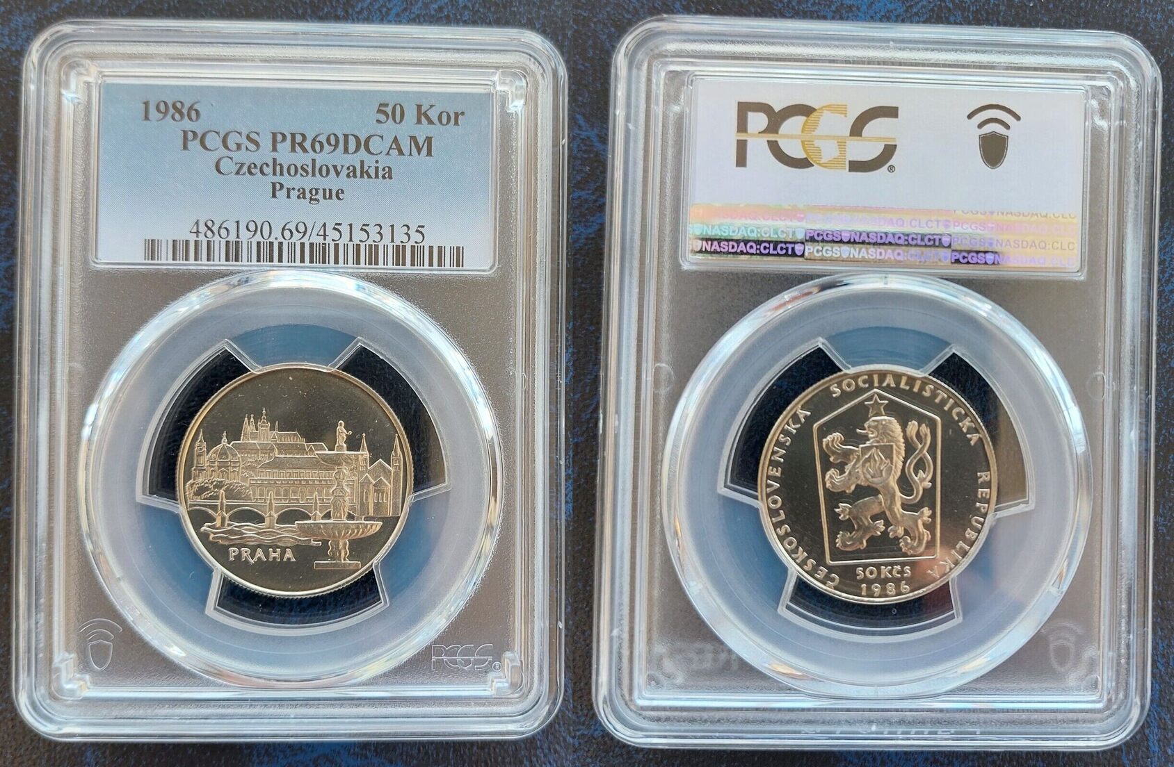 50 KORUN 1986 CZECHOSLOVAKIA SILVER PROOF COIN KM#121 PRAGUE PCGS PR69 ...