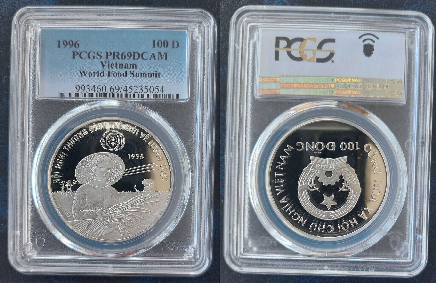 1996 VIETNAM SILVER PROOF 100 DONG COIN YEAR KM#50 FAO PCGS PR69DCAM ...