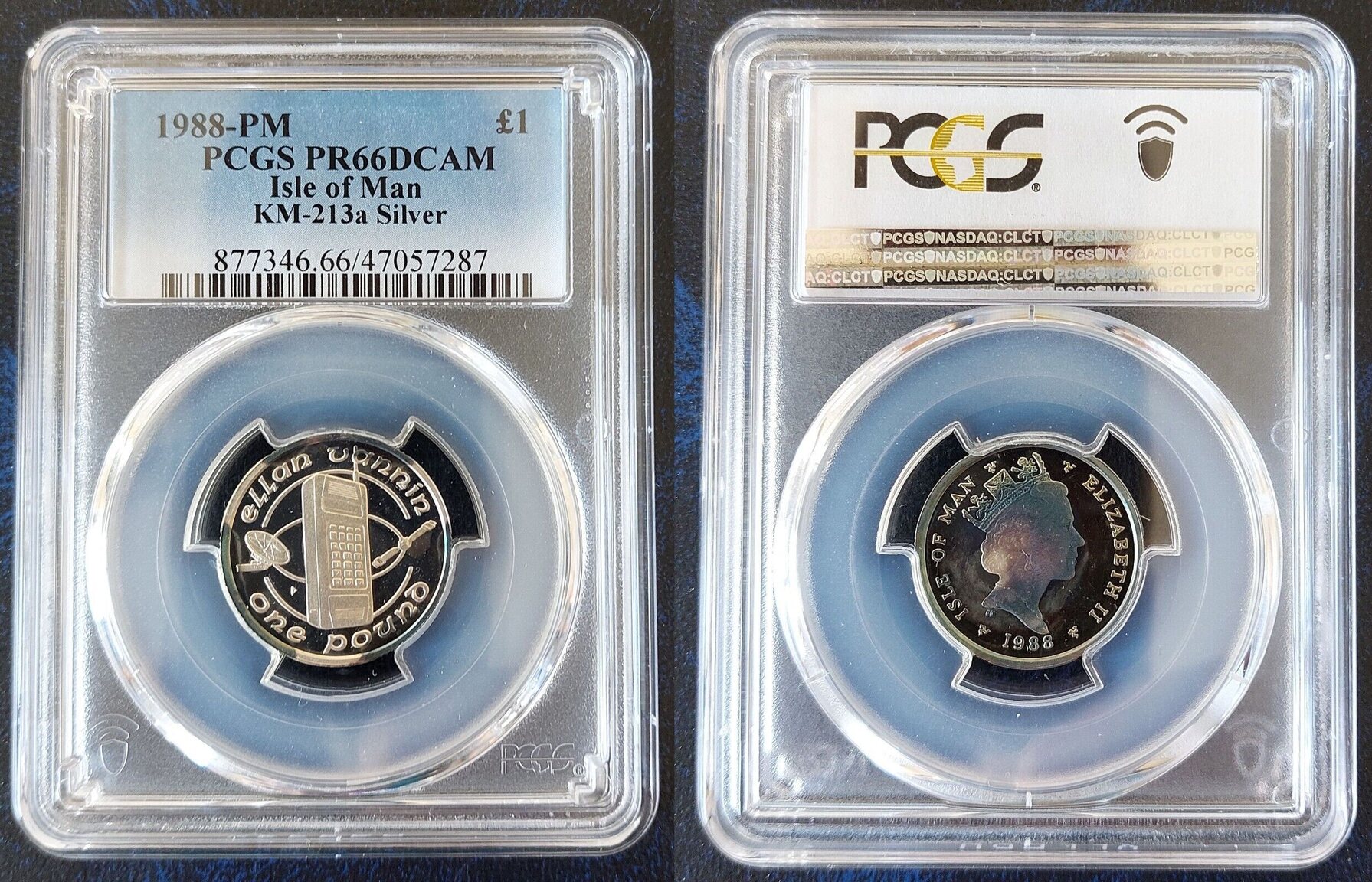 1 POUND 1988 ISLE OF MAN SILVER PROOF COIN KM#213a PCGS PR66 MOBILE ...